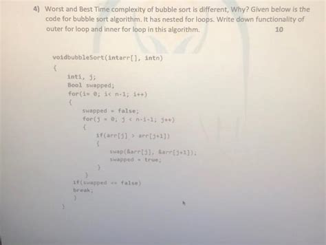 Solved Worst And Best Time Complexity Of Bubble Sort Is