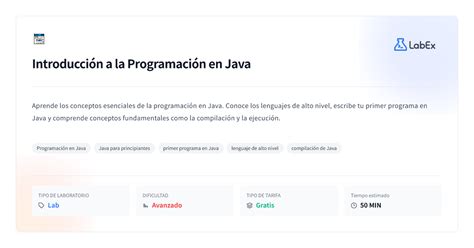 Introducción A La Programación En Java Labex