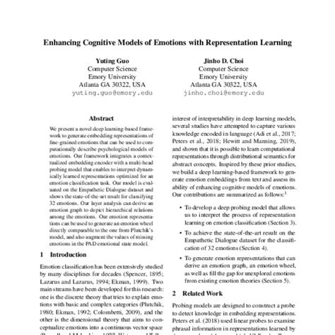 Enhancing Cognitive Models Of Emotions With Representation Learning