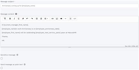 Workflow Example Work Anniversary Notification Hrwize