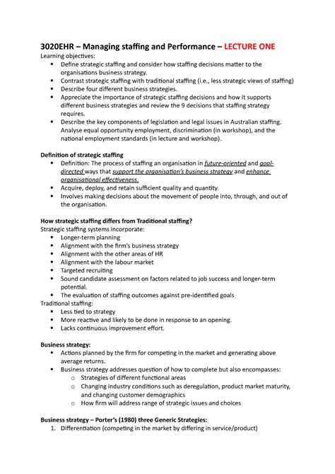 3020ehr Week One Week One Lecture Notes 3020ehr Managing