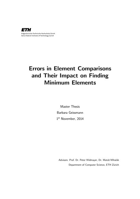 pdf errors in element comparisons and their impact on finding minimum
