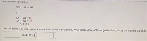 Solved For The Linear Program Begin Array L Text