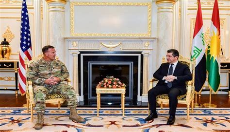 سەرۆكی حكوومەتی هەرێم پێشوازی لە فەرماندەی فەرماندەیی ناوەندیی ئەمەریكا دەكات