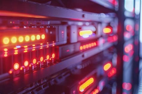 Premium Photo Server Rack With LED Status Indicators Glowing Softly