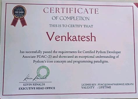 Venkatesh Macharla On Linkedin Python Pythonprogramming Pythondeveloper Certification Pda