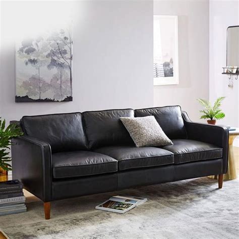 Scandinavian Cowhide 3 Seat Sofa Leather Couches Living Room Modern