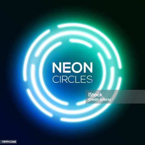 파란색 그라데이션 네온 라이트 배너입니다 빛나는 둥근 테크노 서클 나이트 클럽 전기 밝은 3d 간판 디자인 어두운 파란색 배경에 글로우 테크놀로지 벡터 일러스트레이션이 있는
