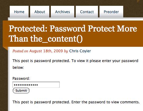 Password Protect More Than The Content Digging Into WordPress