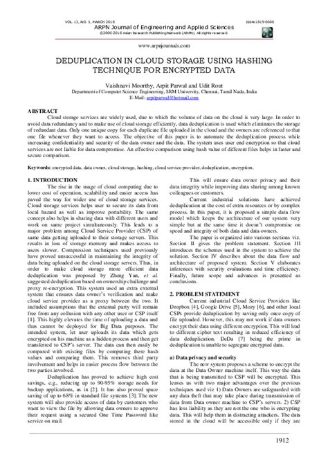 Pdf Deduplication In Cloud Storage Using Hashing Technique For