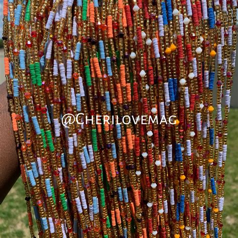 Vinyl Cum Seed Bead Combo Single Strand Waist Beads Belly Etsy