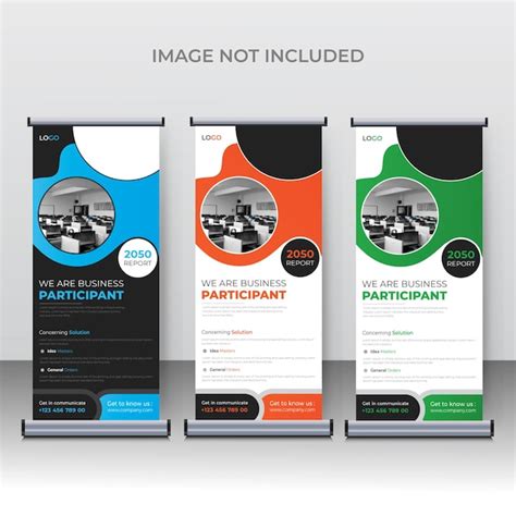 롤 배너 스탠드 템플릿 디자인 기하학적 추상 배경 프리미엄 벡터