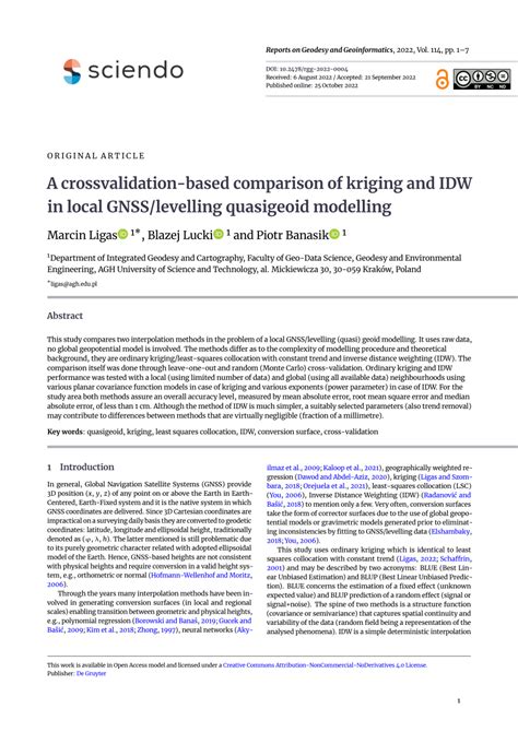 Pdf A Crossvalidation Based Comparison Of Kriging And Idw In Local