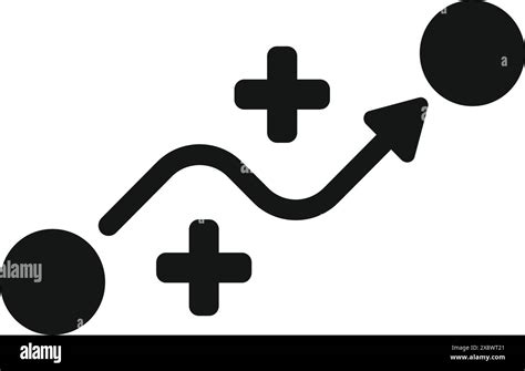 Simplified Black And White Icon Depicting An Upward Trending Line Chart With Plus Signs
