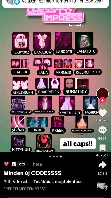 Codici DTI Code DTI Fancy Dress Code Dress To Impress Impress