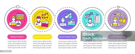 여름 파트 타임 작업 벡터 인포 그래픽 템플릿입니다 비즈니스 프리젠 테이션 디자인 요소 5단계 와 옵션을 갖춘 데이터 시각화