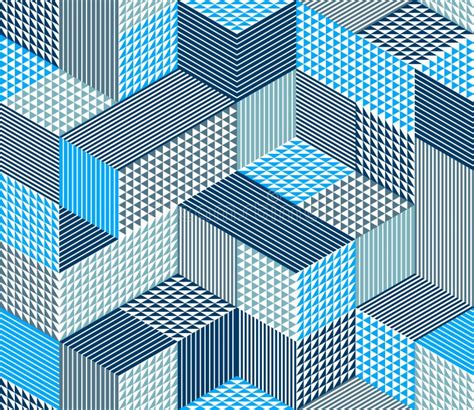 Seamless Isometric Rhombus And Triangles Geometric Pattern 3d Cubes Vector Tiling Background