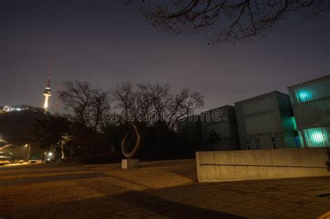 Ahn Jung Geun Memorial Hall By Night At Namsan Near Namsan Tower During Winter Evening At