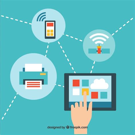 평면 디자인의 Iot 배경 무료 벡터