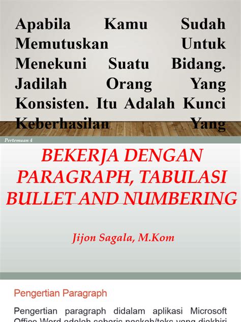 Bekerja Dengan Paragraph Tabulasi Bullet Dan Numbering Pdf