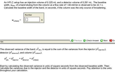 An HPLC Setup Has An Injection Volume Of ML And Chegg Com