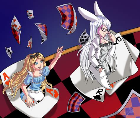 Alice In Wonderland Chasing Rabbit Through Cards By Voiii On DeviantArt