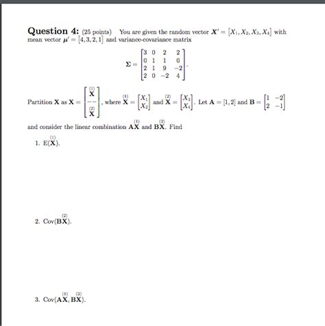 Solved Question Points You Are Given The Random Chegg