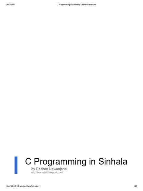C Programming In Sinhala By Deshan Nawanjana Pdf
