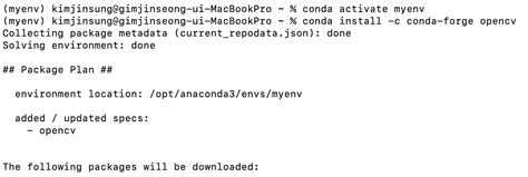conda install opencv 오류 해결하기 jinsung guri medium