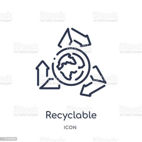 생태 개요 컬렉션에서 선형 재활용 아이콘 얇은 라인 재활용 벡터 흰색 배경에 고립입니다 재활용 유행 그림 0명에 대한 스톡 벡터 아트 및 기타 이미지 Istock