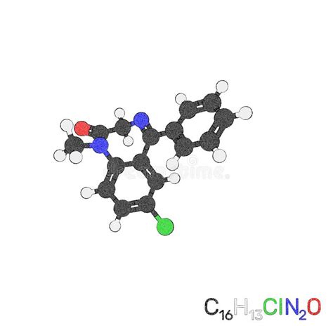 Estructura De La Molécula Del Diazepam Stock De Ilustración