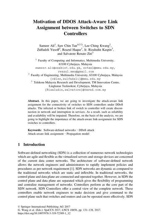 Pdf Motivation Of Ddos Attack Aware Link Assignment Between Switches To Sdn Controllers