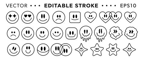 Cool Trendy Smile Stickers Pack Set Of Groovy Y2k Vector Image