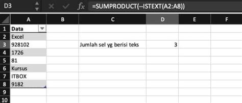 4 Contoh Rumus Menghitung Jumlah Data Di Excel