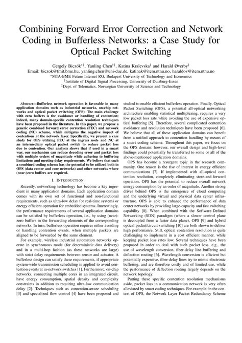 Pdf Combining Forward Error Correction And Network Coding In