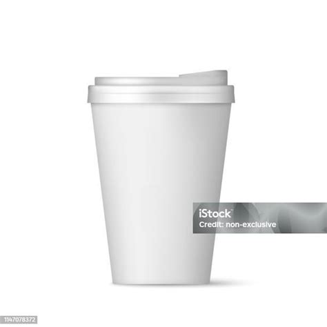 리드 전면 보기와 현실적인 흰색 종이 커피 컵 커피는 공백으로 이동 합니다 벡터 일러스트 레이 션에 고립 된 흰색 배경 0명에 대한 스톡 벡터 아트 및 기타 이미지 Istock
