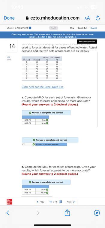 Answered A Compute Mad For Each Set Of Forecasts Given Your Results