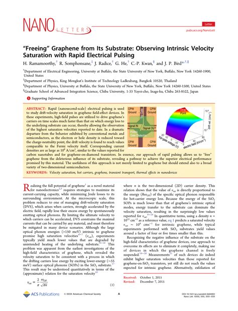 Pdf Freeing Graphene From Its Substrate Observing Intrinsic Velocity Saturation With Rapid