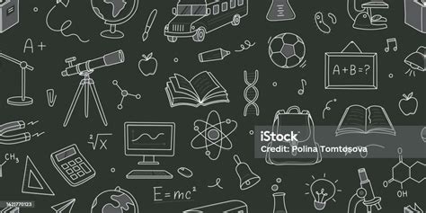 학교 원활한 패턴 낙서로 돌아갑니다 손으로 그린 선 낙서 스케치 스타일은 학교 배경으로 돌아갑니다 손으로 그린 책 가방 지구 교육 칠판 배경 벡터 가방에 대한 스톡 벡터