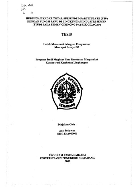 Pdf Hubungan Kadar Total Suspended Particulate Tsp Dengan Fungsi Paru Di Lingkungan Industri