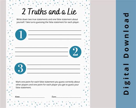 two truths and a lie game get to know you game icebreaker game fun digital download game