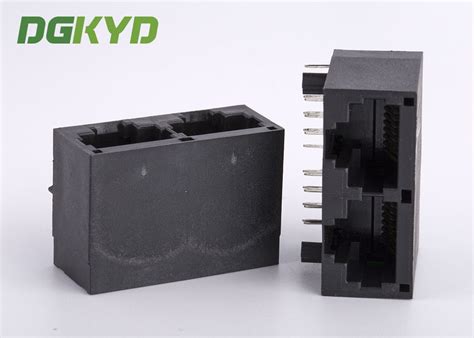 Ganged Dual Port RJ45 Modular Jack CAT6 Rj45 Gigabit Connector Module