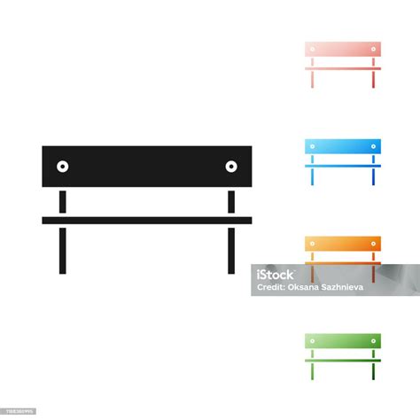 Значок Черной Скамейки Изолирован На Белом Фоне Установите Иконки Красочными Иллюстрация Вектора