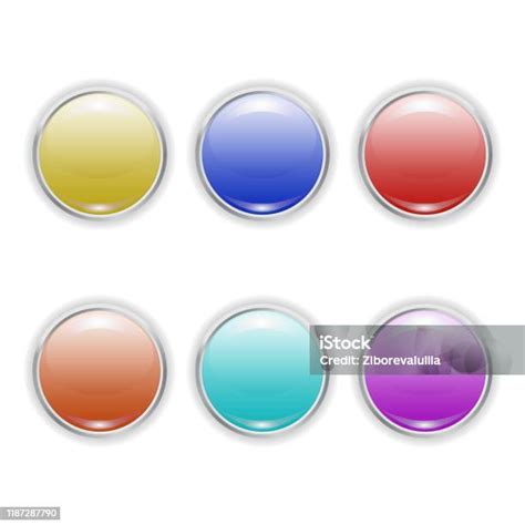 설정 벡터 흰색 배경에 격리 된 금속 프레임과 현실적인 색상 플라스틱 버튼 3d 일러스트레이션 0명에 대한 스톡 벡터 아트 및 기타 이미지 Istock