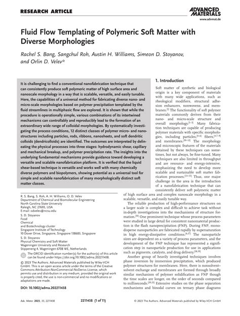 pdf fluid flow templating of polymeric soft matter with diverse morphologies