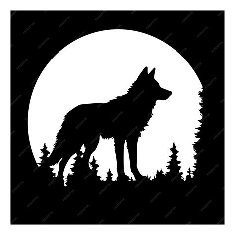 Wolf Und Wald Silhouette Wolf Und Bäume Silhouette Wolfs Silhouette