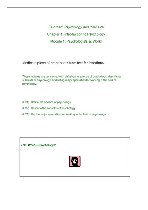 Summary Conquer 2024 Exams With Psychology Your Lifefeldman 1e