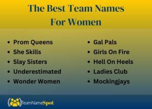 Team Names For Women Unique Funny Cool Ideas