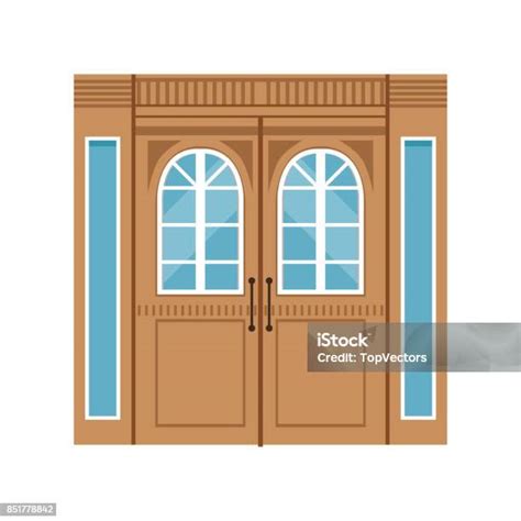 빈티지 더블 나무 문 폐쇄 우아한 정문 벡터 일러스트 레이 션 0명에 대한 스톡 벡터 아트 및 기타 이미지 0명 날씨 독일 Istock