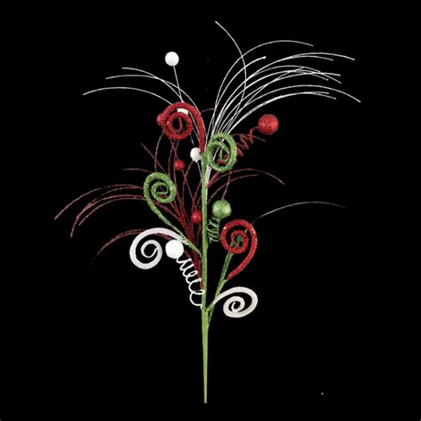 Glitter Curl Ball Grass Spray Red Green White Love That Ribbon